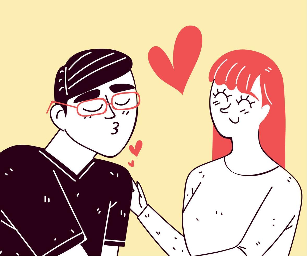 Smiling Couple Line Art 13796589 Vector Art At Vecteezy