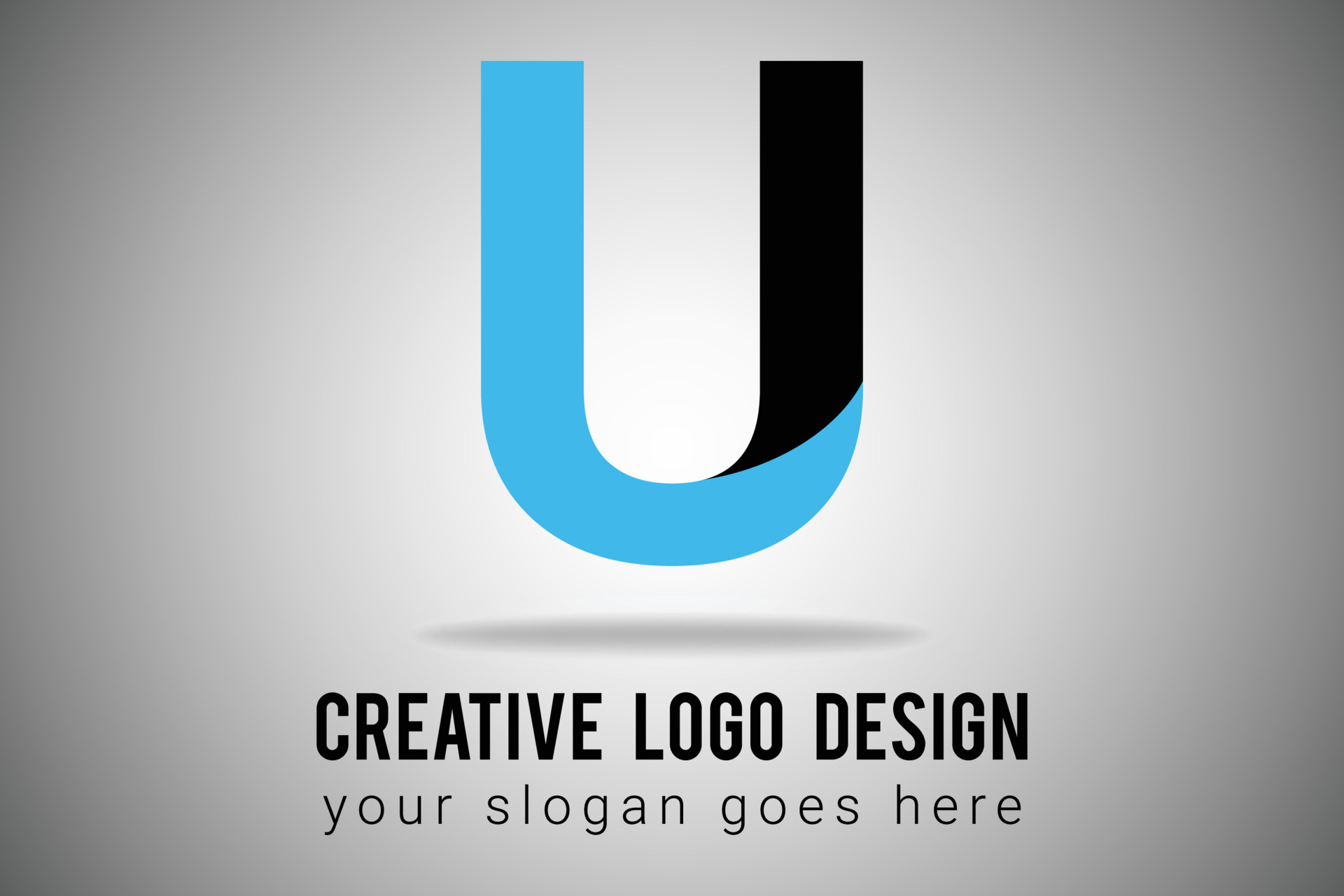 logotipo de la letra u en color azul y negro diseño de logotipo mínimo. Ilustración de vector de ...