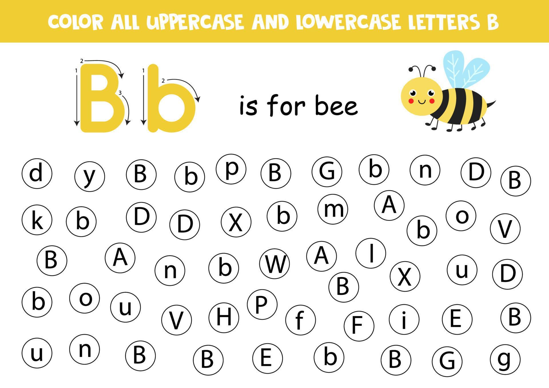 Find and color all letters B. Educational worksheet for learning ...