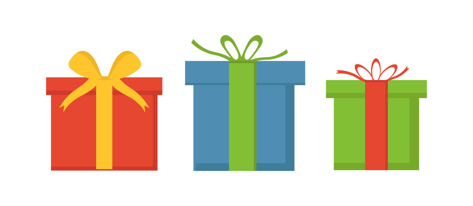 Set of three boxes with gifts on white background. Vector isolated objects for use on site or ...