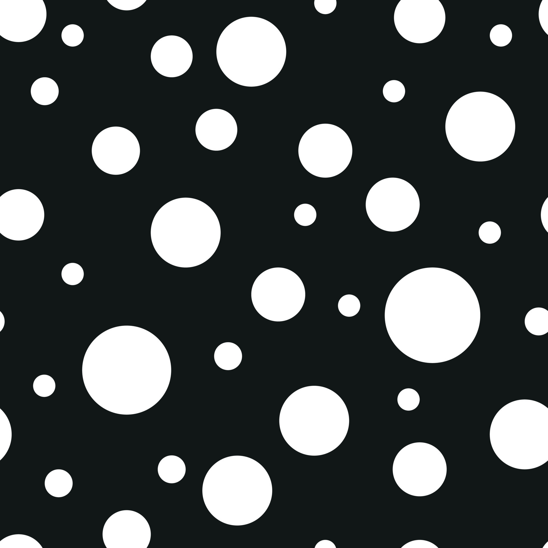White Circles On A Black Background Seamless Pattern Of Polka Dots