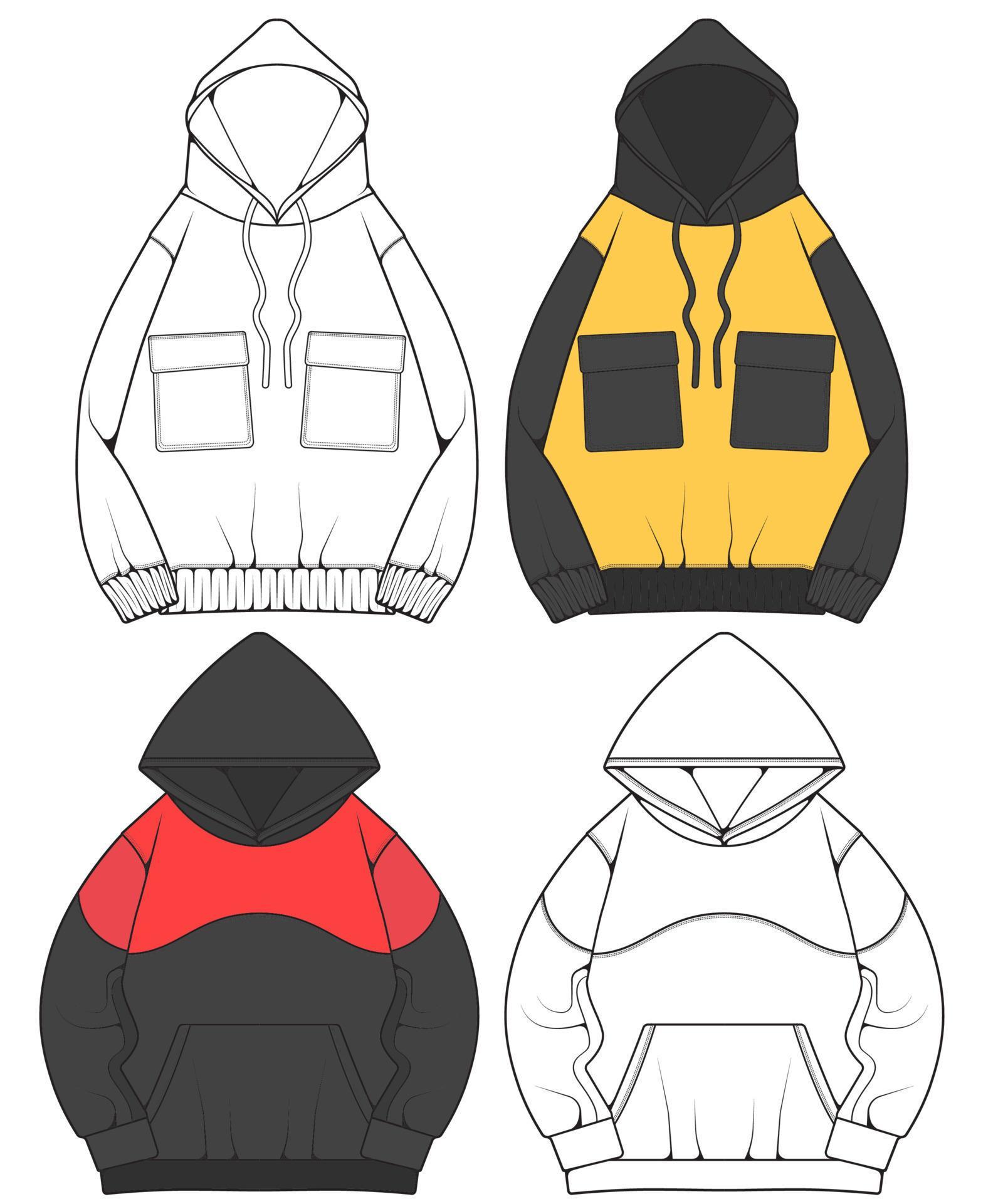 Hoodie Oversized Vector Hoodie Oversized In A Sketch Style Trainers Template Outline Vector