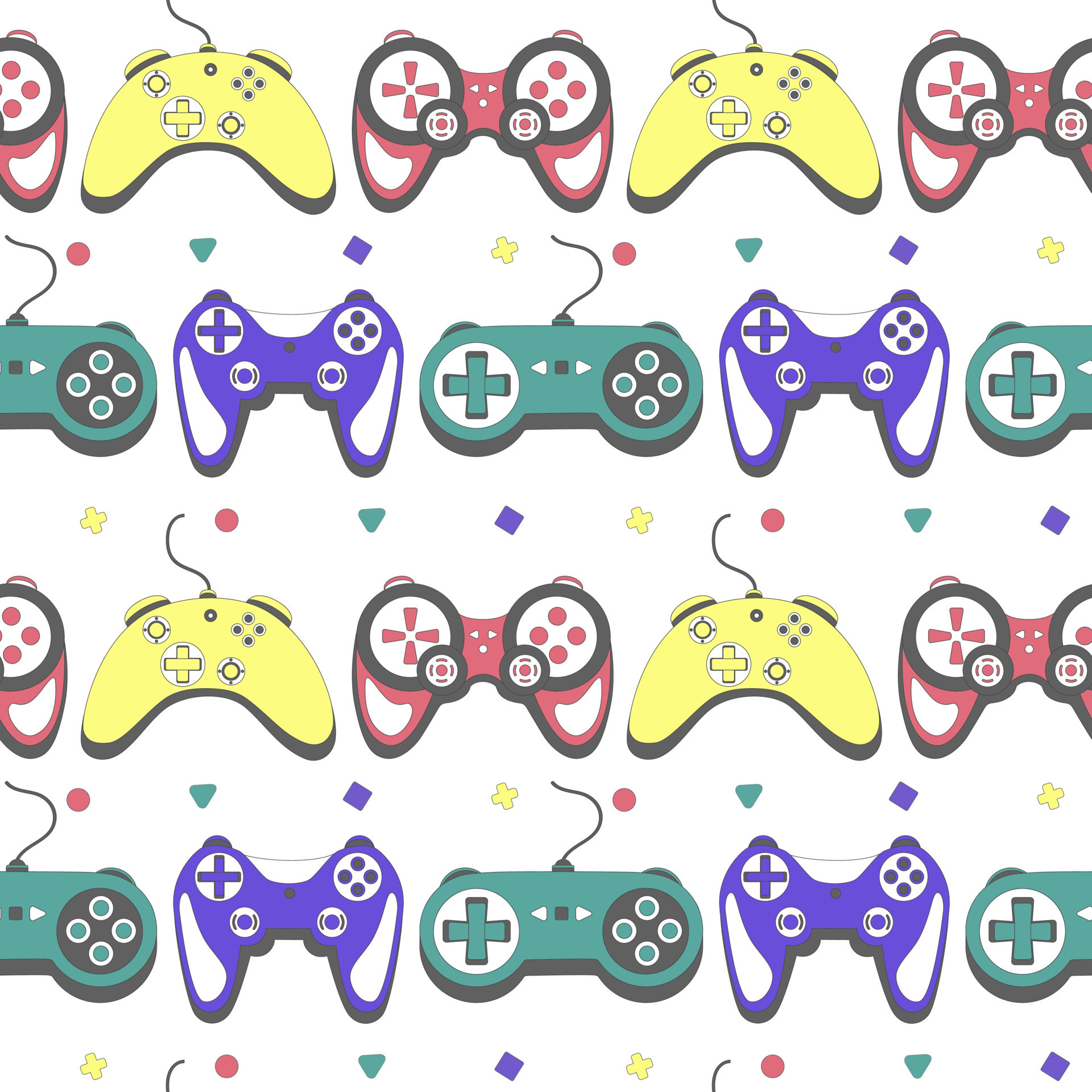 Seamless Pattern Gamepad In Retro Style Game Controller For Computer Playing Vector
