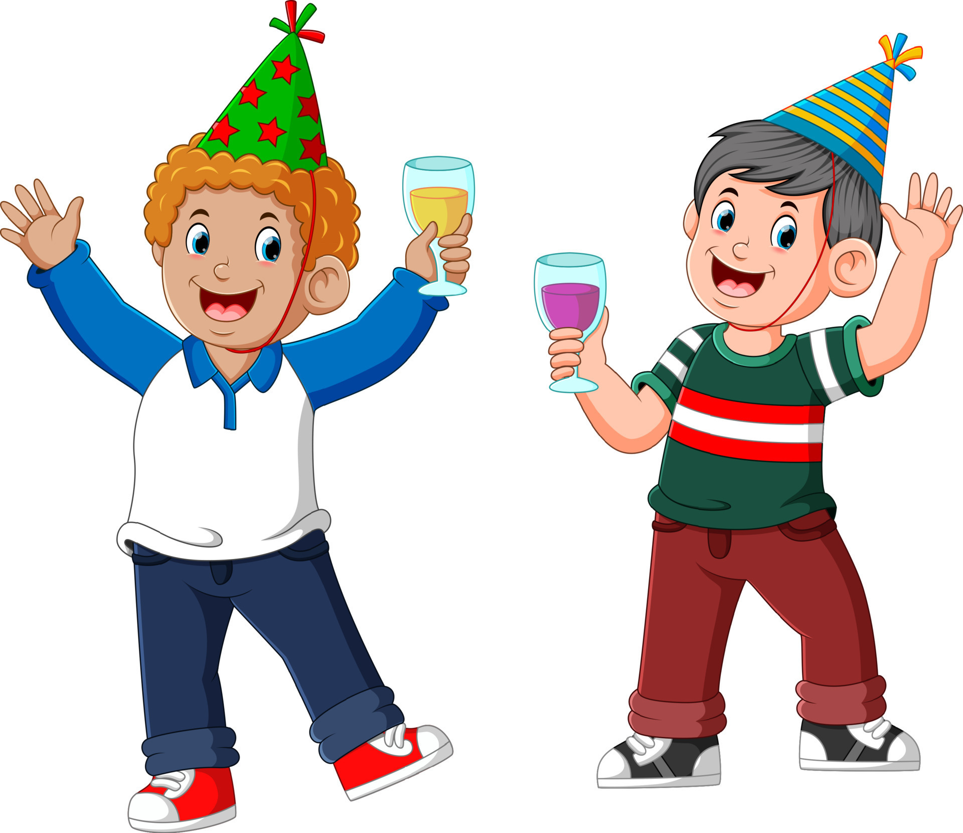 two men is celebrating with a drinking party 13799018 Vector Art at Vecteezy