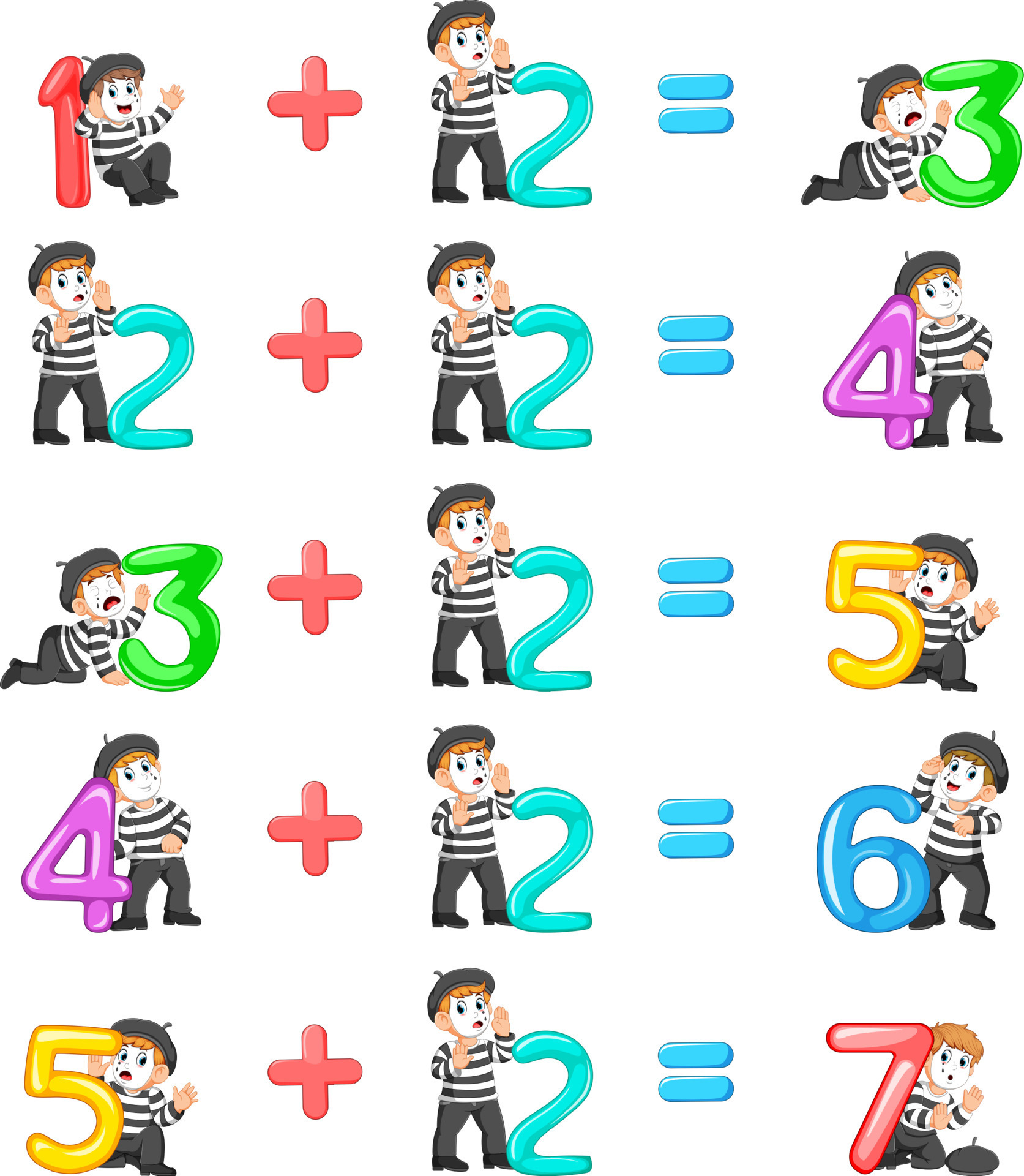 The Number Increment From 3 Until 7 With The Good Pantomime 13799082 Vector Art At Vecteezy