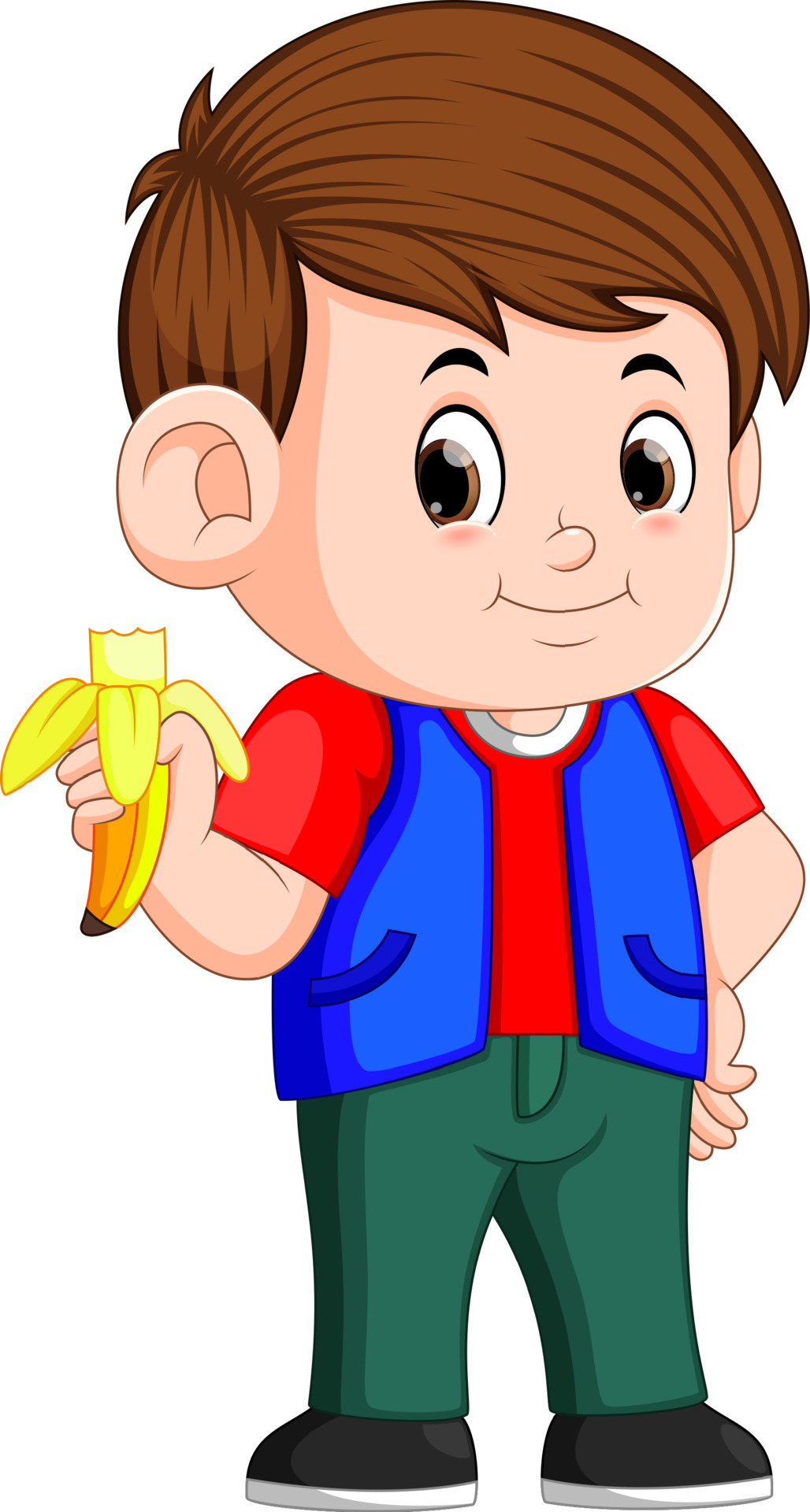 Niño Sano Comiendo Plátano 13799216 Vector En Vecteezy