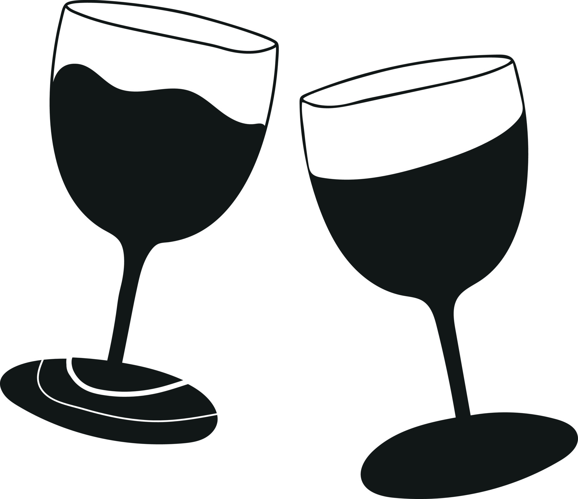Wine Glasses Vector Isolated Illustration Black Silhouette Glasses On White Background 13800524