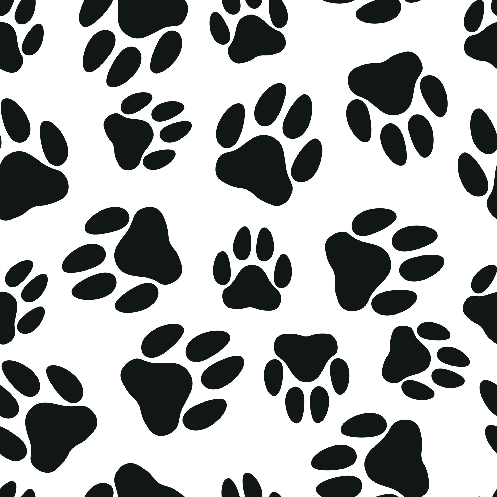 Dog paws seamless pattern, black and white background doodle drawing of ... Dog paws seamless pattern, black and white background doodle drawing of ...