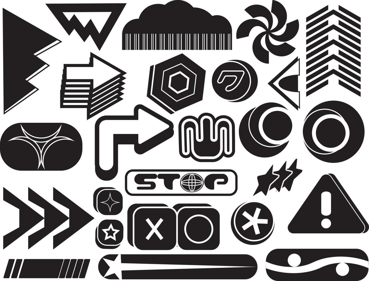 Vector set of Y2K elements and retro-futuristic graphic ornaments for ... Vector set of Y2K elements and retro-futuristic graphic ornaments for ...