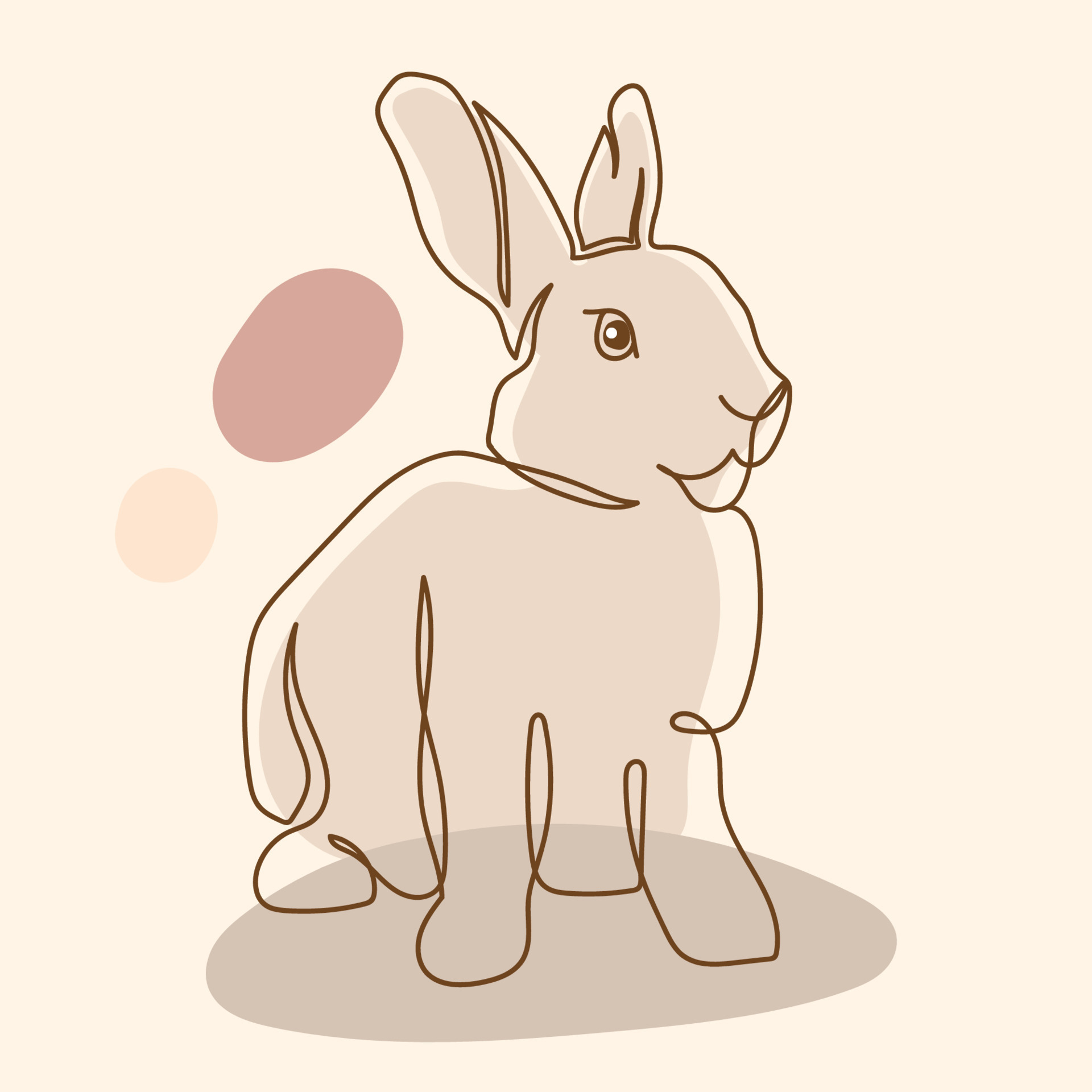 Set Of Easter Bunny In Simple One Line Style Colored Rabbit Icon Continuous Line Drawing Of