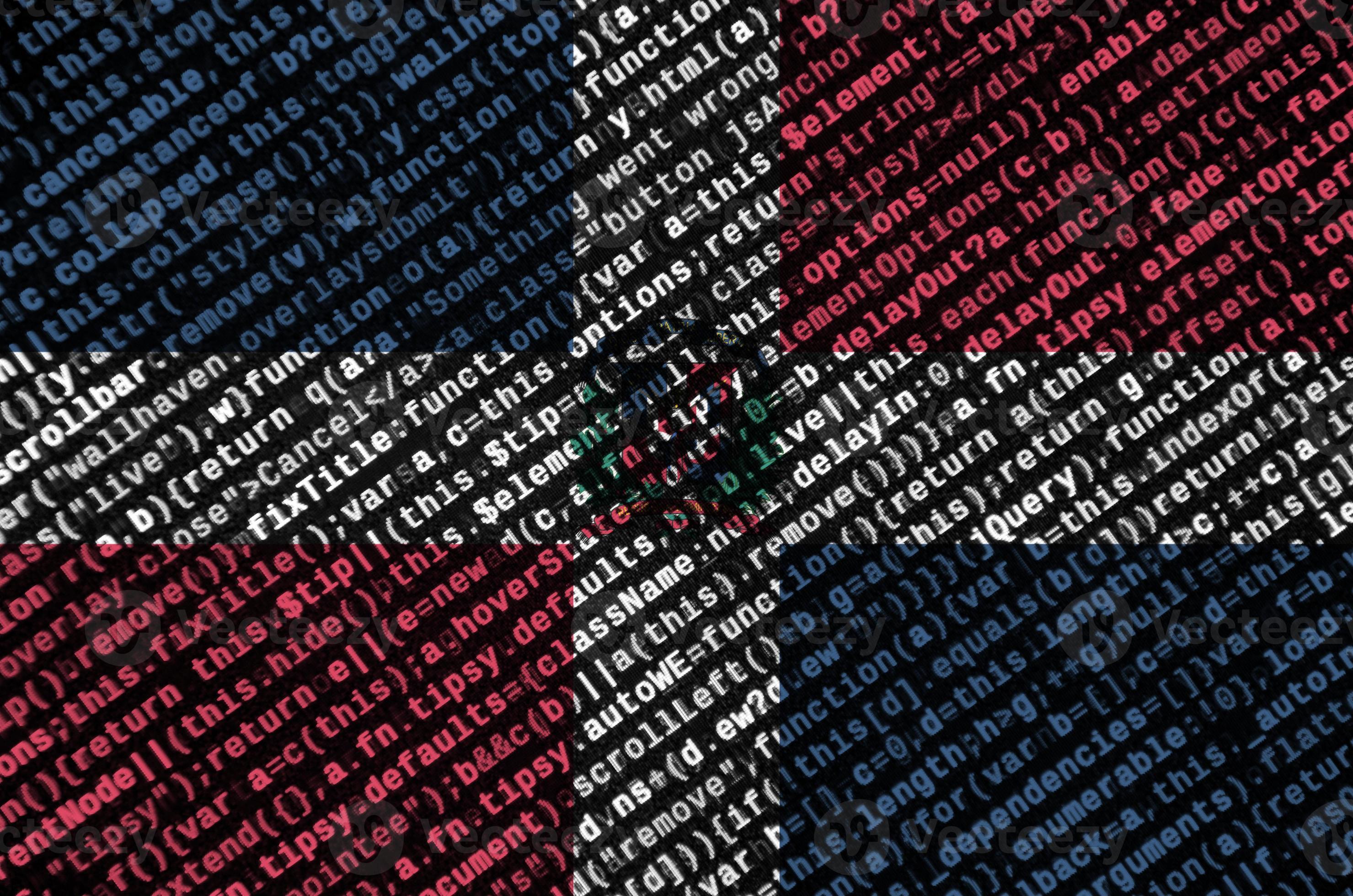 Dominican Republic flag is depicted on the screen with the program code. The concept of modern ...