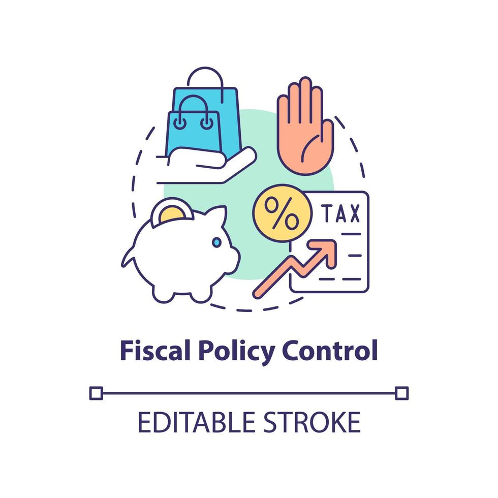 Fiscal policy control concept icon. Higher tax rate. Controlling ... Fiscal policy control concept icon. Higher tax rate. Controlling ...
