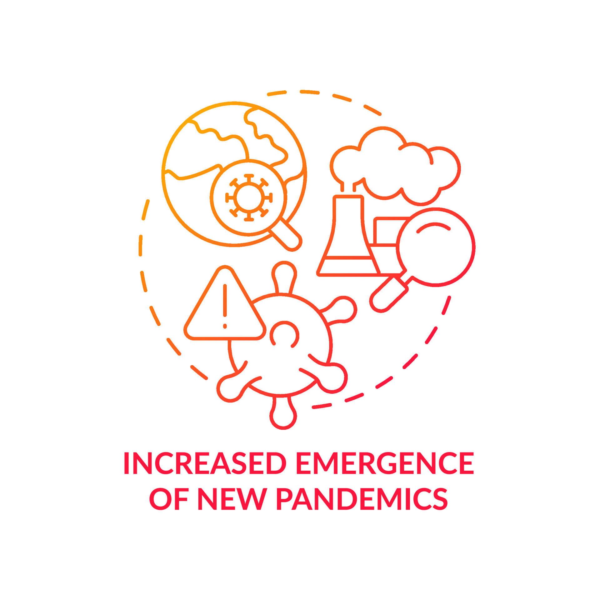 Increased Emergence Of New Pandemics Red Gradient Concept Icon