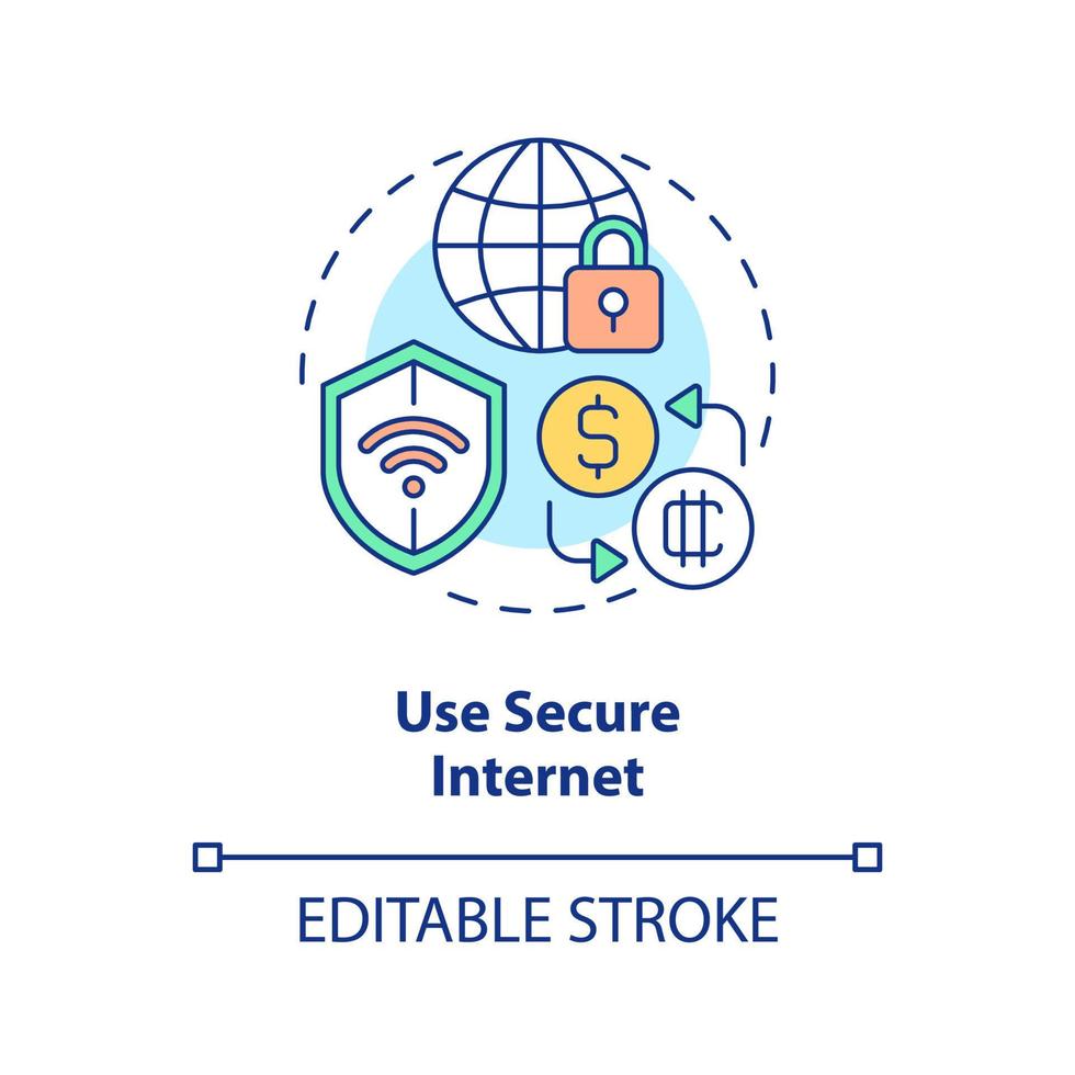 Use Secure Internet Concept Icon Avoid Public Networks Crypto Wallet Safety Abstract Idea Thin