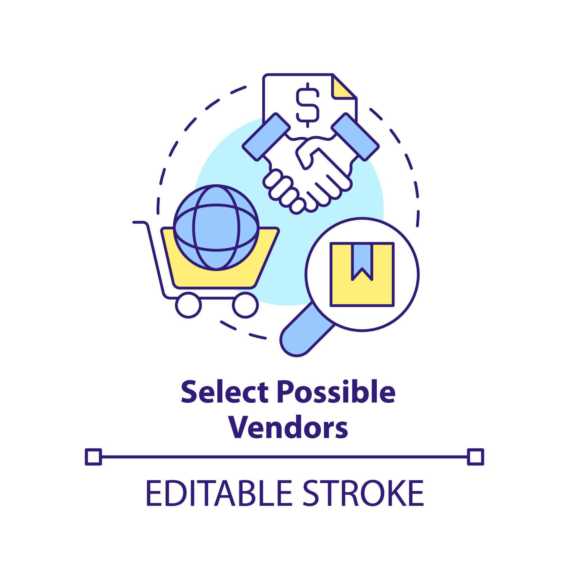 Select possible vendors concept icon. Basic procurement step abstract ...