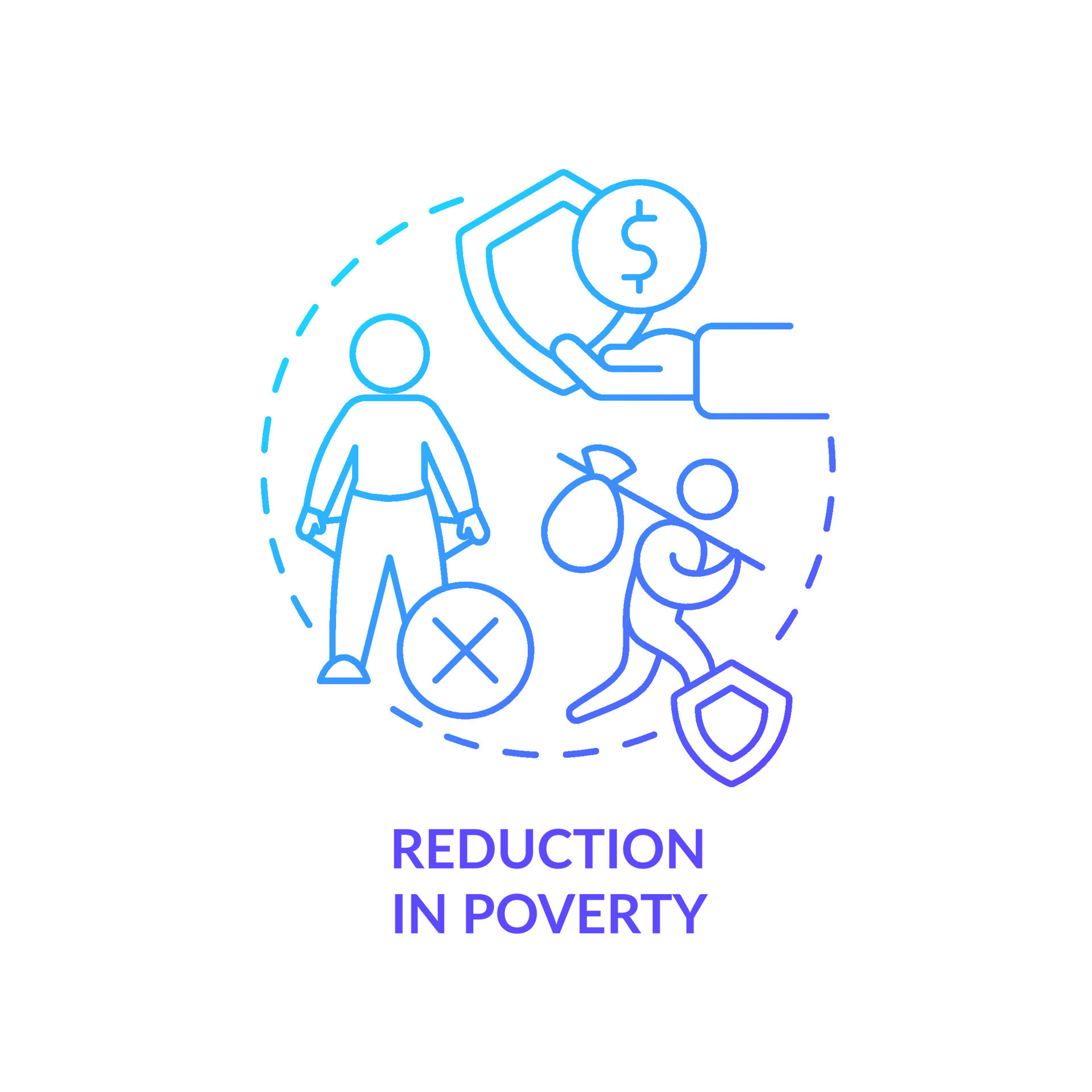 Reduction In Poverty Blue Gradient Concept Icon Social Program Solution To Overpopulation