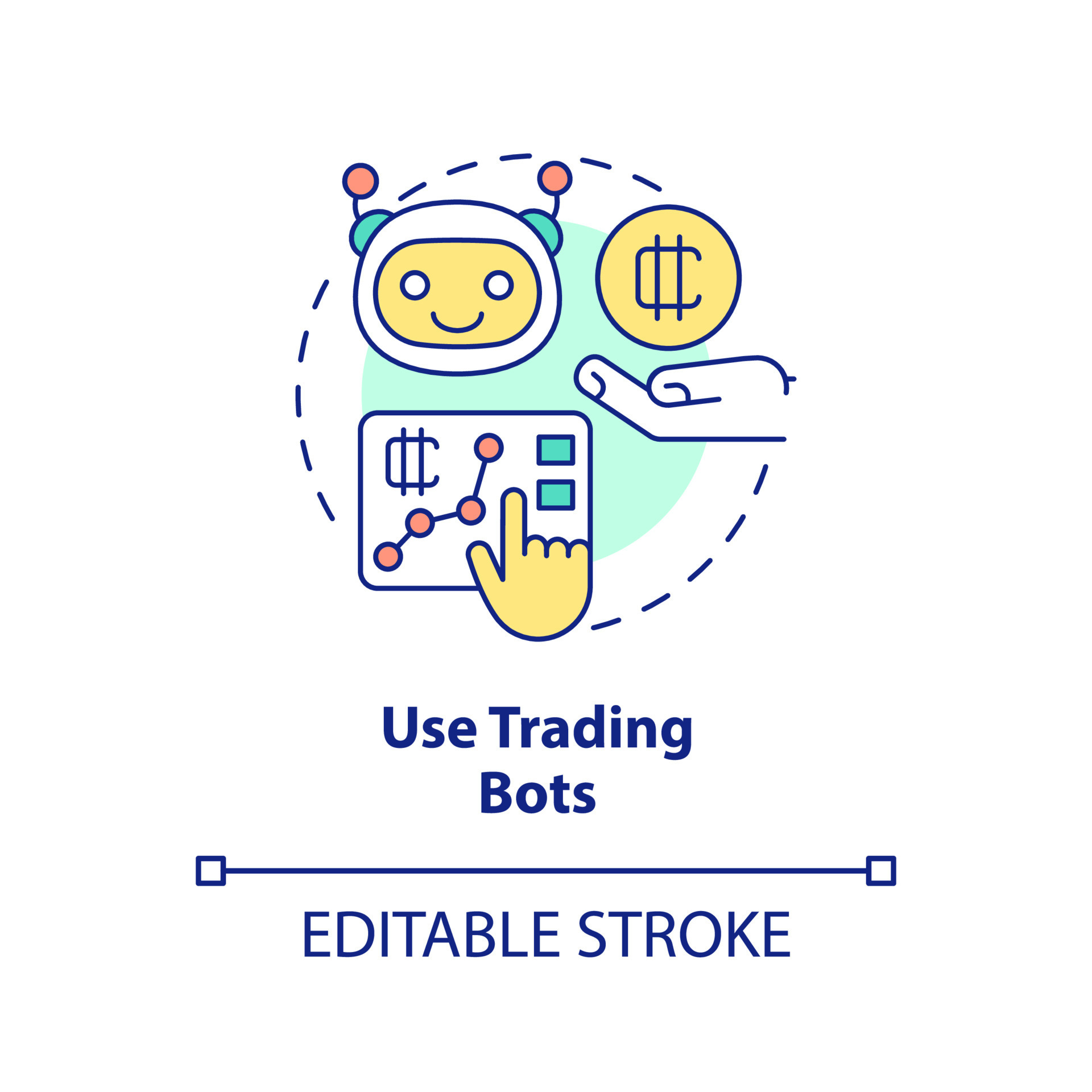 Use trading bots concept icon. Work with multiple platforms ...