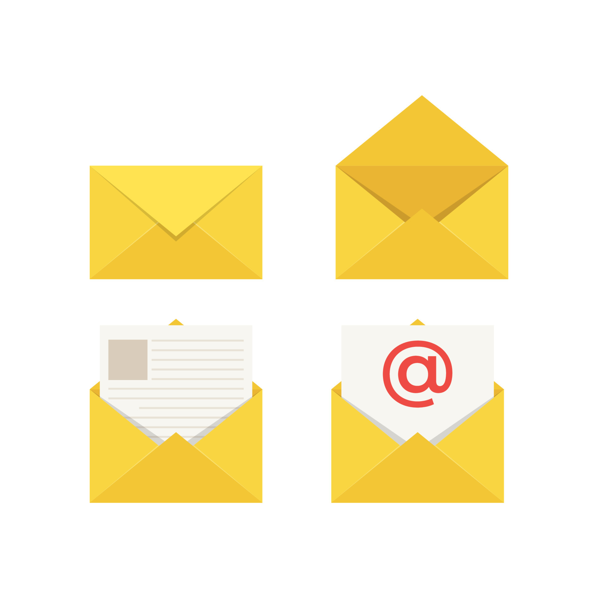 Envelope with paper document. e-mail envelopes. Set mailbox. 13809278 Vector Art at Vecteezy
