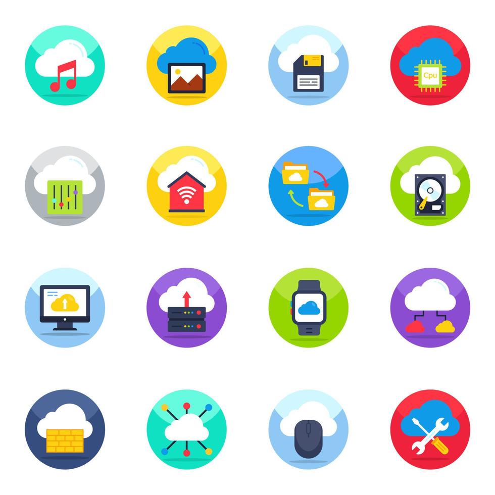 Pack of Cloud and Data Flat Icons 13809644 Vector Art at Vecteezy