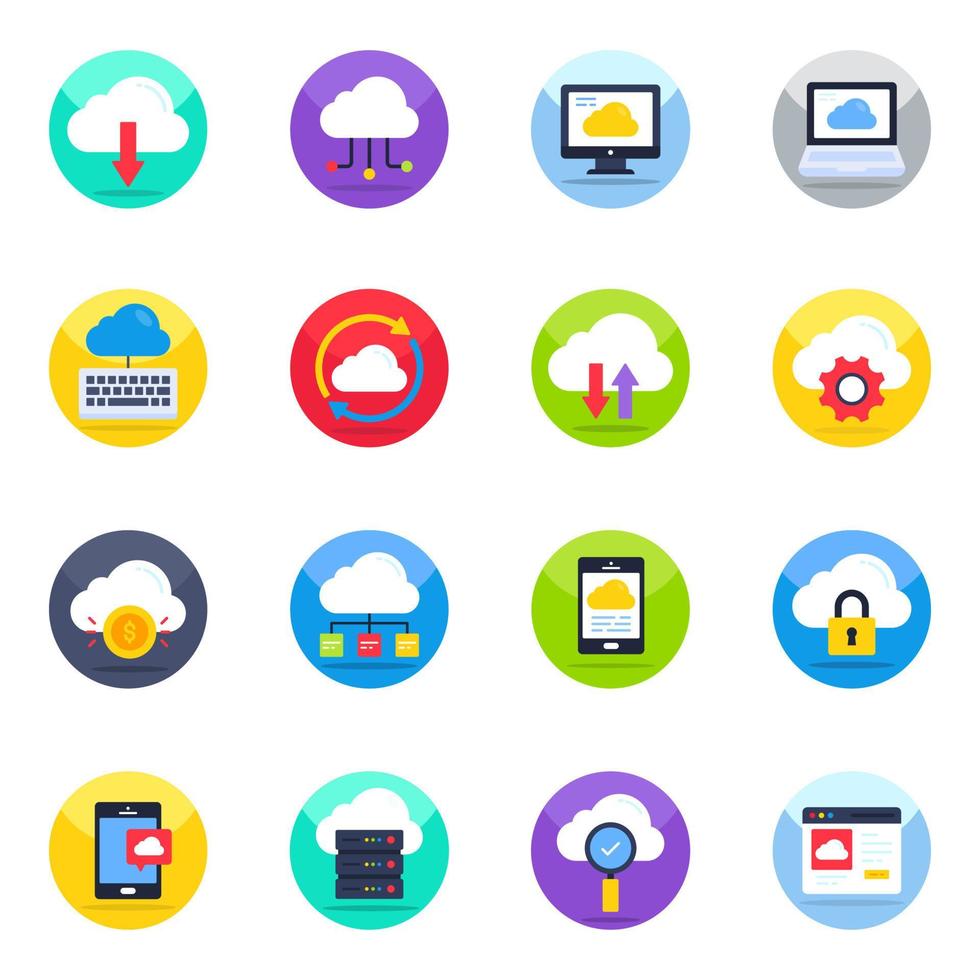 Pack of Cloud Computing Flat Icons 13809690 Vector Art at Vecteezy