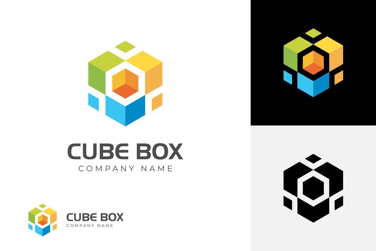 Abstract cube box hexagon logo design. abstract geometric element ...