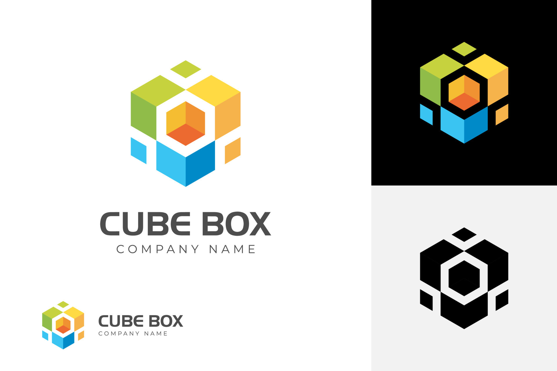 Abstract cube box hexagon logo design. abstract geometric element ... Abstract cube box hexagon logo design. abstract geometric element ...