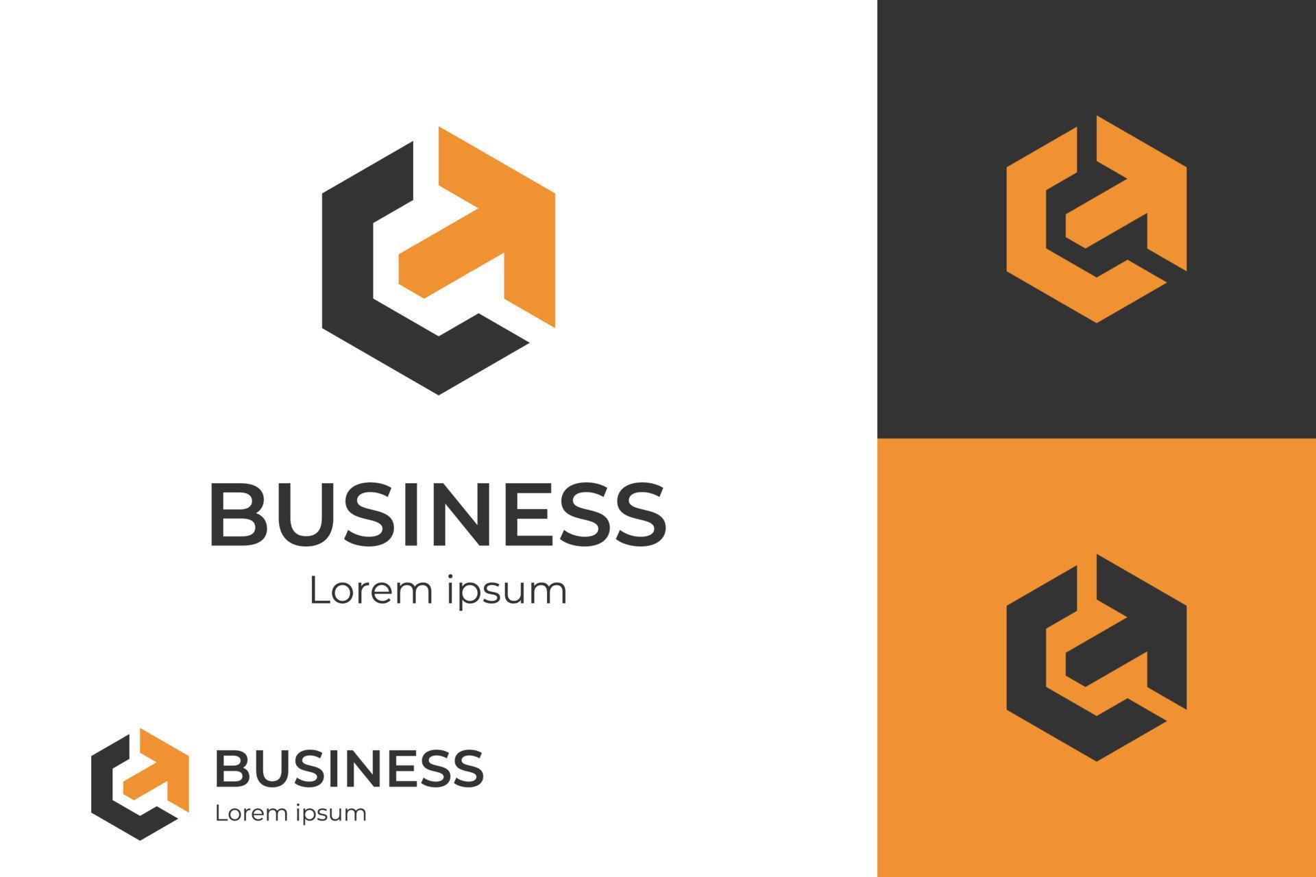 geometric hexagon arrow logo design with initial letter c vector icon ...