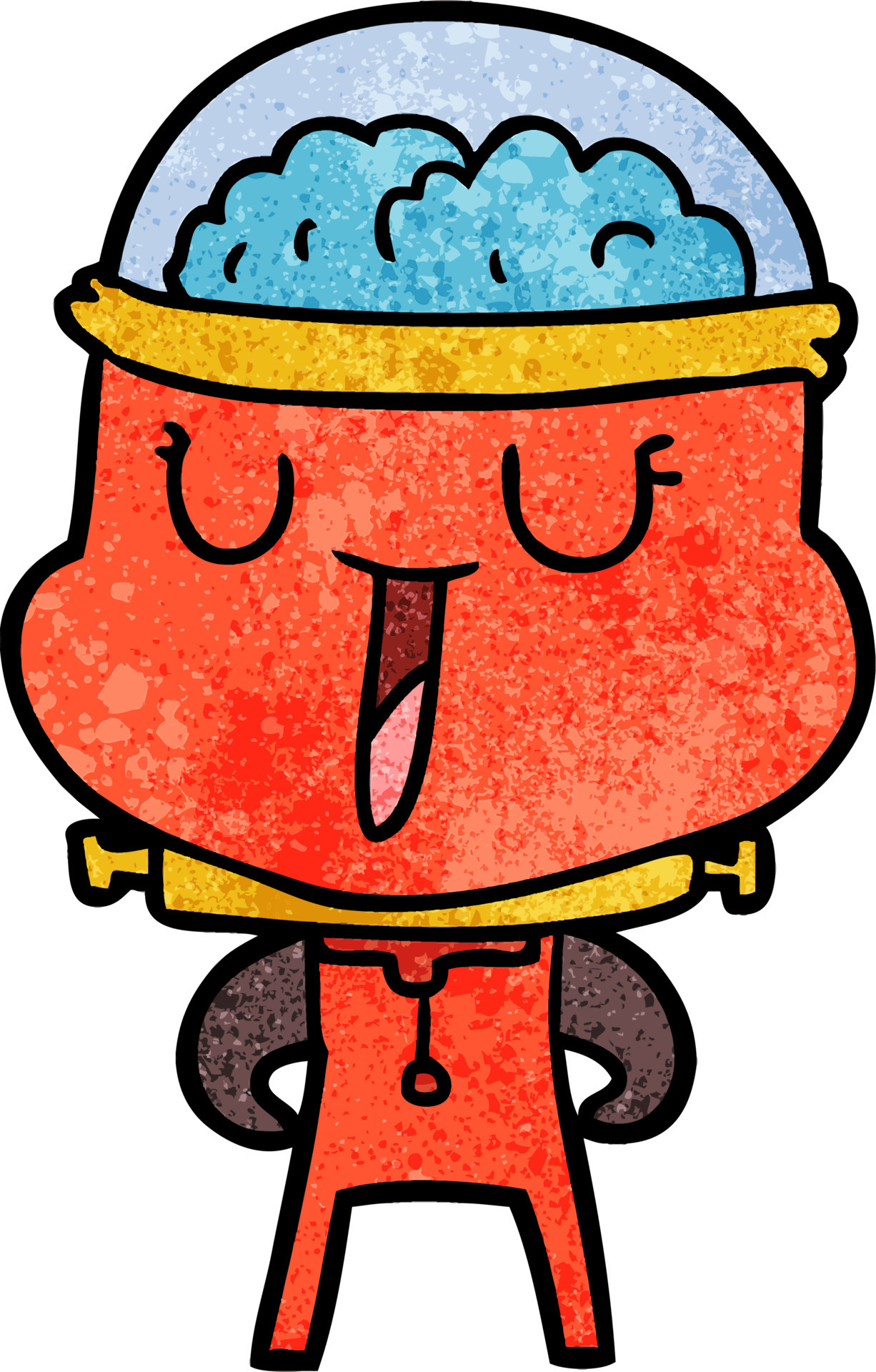 Retro grunge texture cartoon happy robot 13813548 Vector Art at Vecteezy Retro grunge texture cartoon happy robot 13813548 Vector Art at Vecteezy