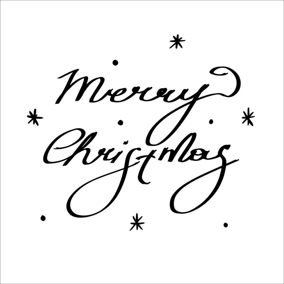 Hand Drawn Inscription Merry Christmas Hand Lettering Vector