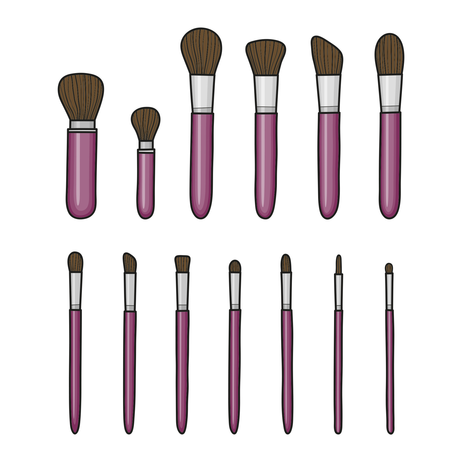 Collection Of Makeup Brushes 13820147 Vector Art At Vecteezy