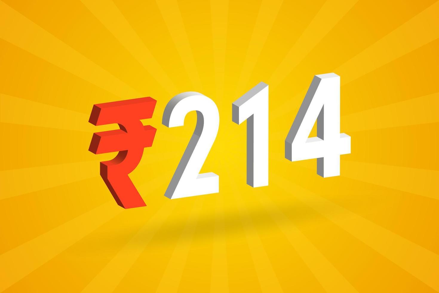 214 Rupee 3D symbol bold text vector image. 3D 214 Indian Rupee ... 214 Rupee 3D symbol bold text vector image. 3D 214 Indian Rupee ...