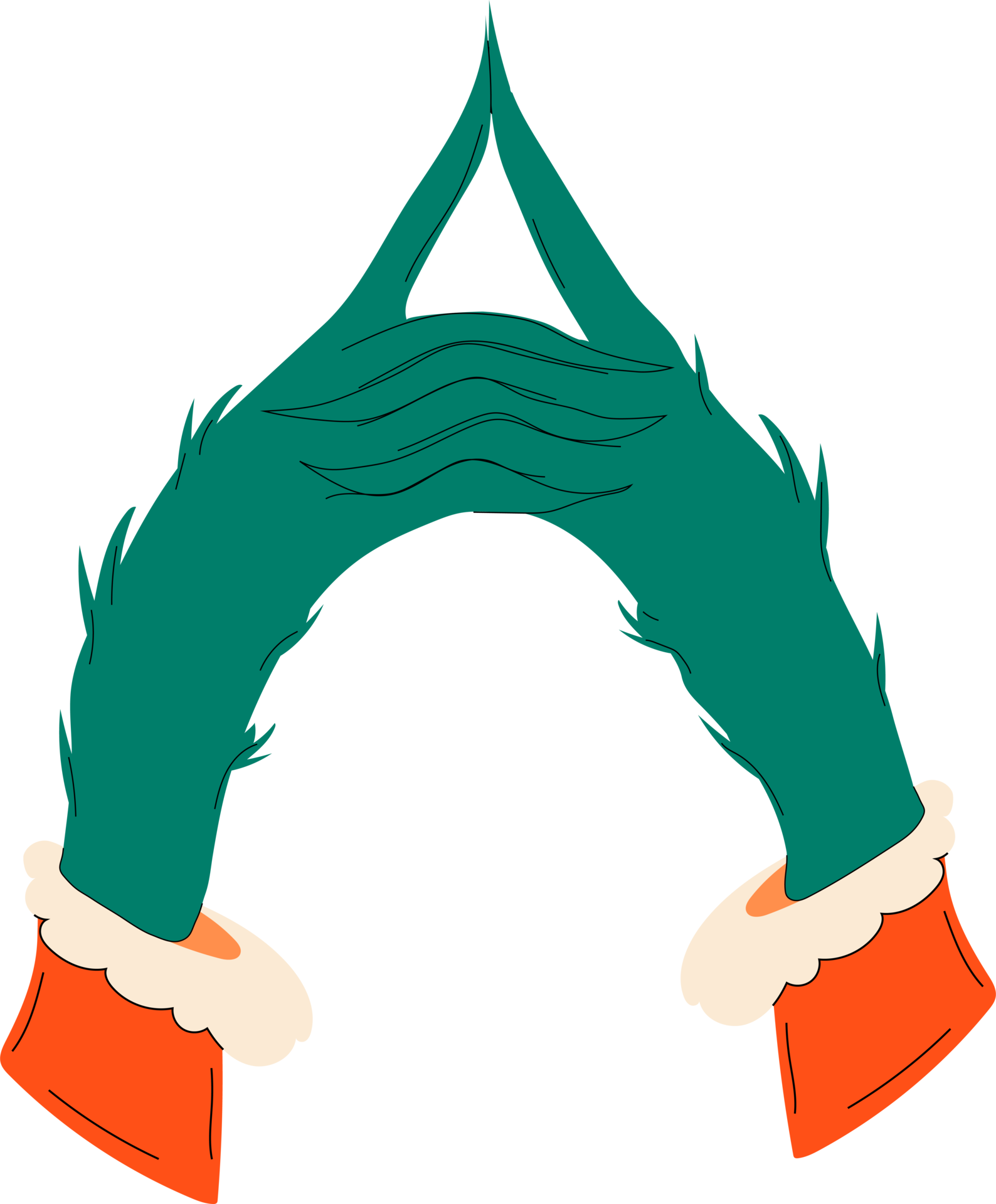 Grinch's hands are folded together on isolated background, icon vector ... Grinch's hands are folded together on isolated background, icon vector ...