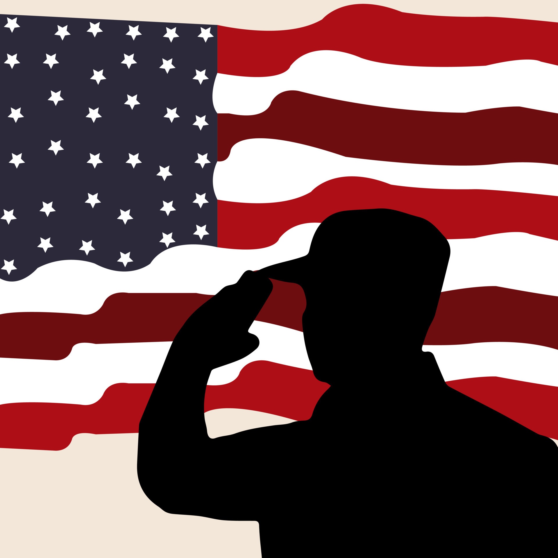 American flag and Silhouette of Soldier suitable for Veterans Day ...