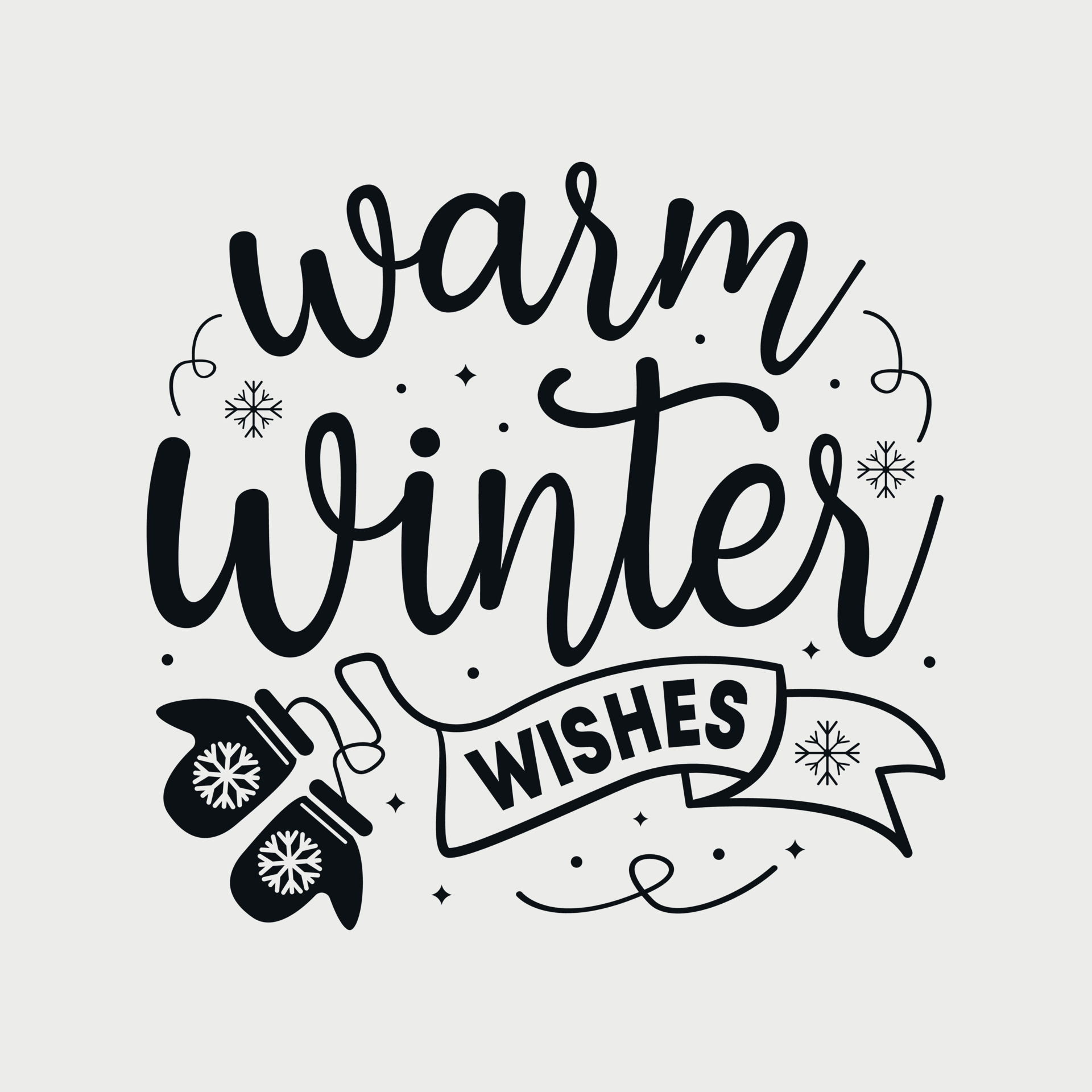 Warm winter wishes vector illustration, hand drawn lettering with ... Warm winter wishes vector illustration, hand drawn lettering with ...