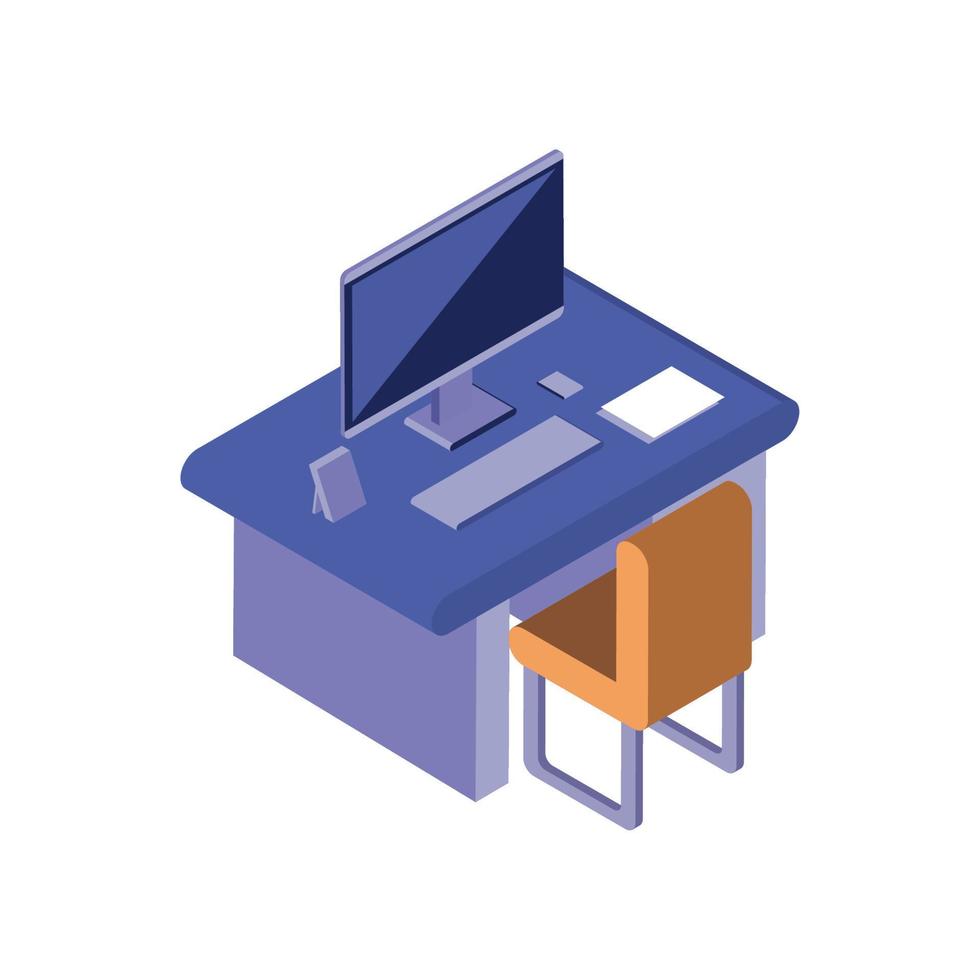 Isometric workplace with computer 13828263 Vector Art at Vecteezy