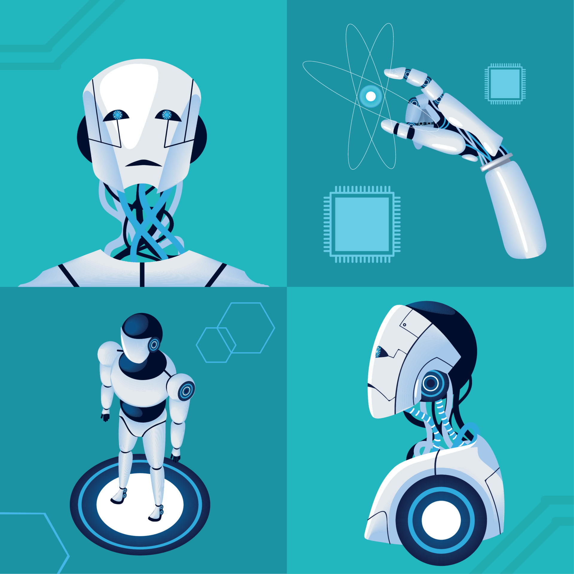 set of artificial intelligence robot 13828691 Vector Art at Vecteezy