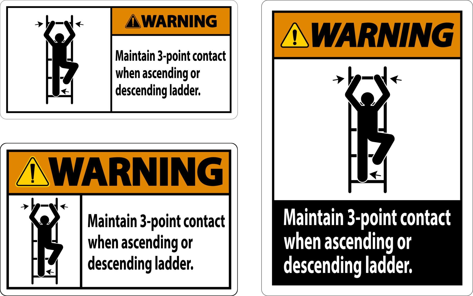 Warning Maintain 3 Point Contact When Ascending Or Descending Ladder