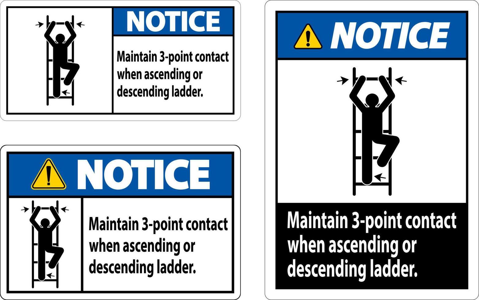 Notice Maintain 3 Point Contact When Ascending Or Descending Ladder ... Notice Maintain 3 Point Contact When Ascending Or Descending Ladder ...