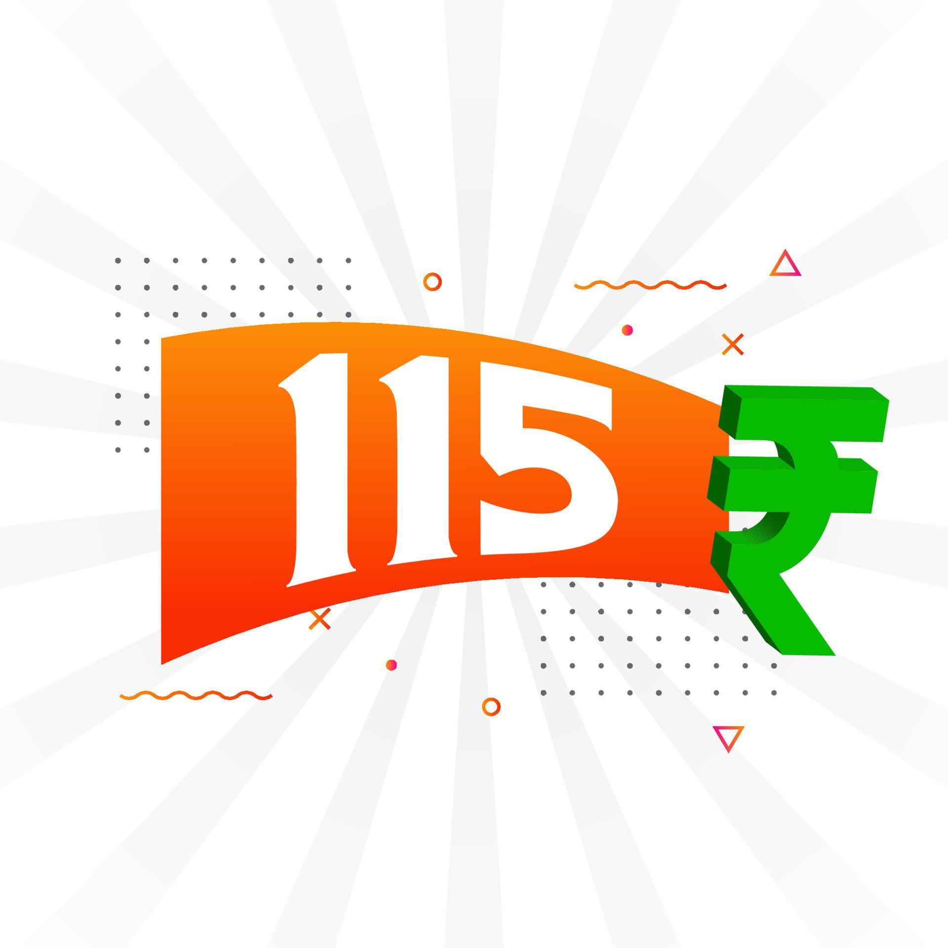 115 Rupee symbol bold text vector image. 115 Indian Rupee currency sign ...
