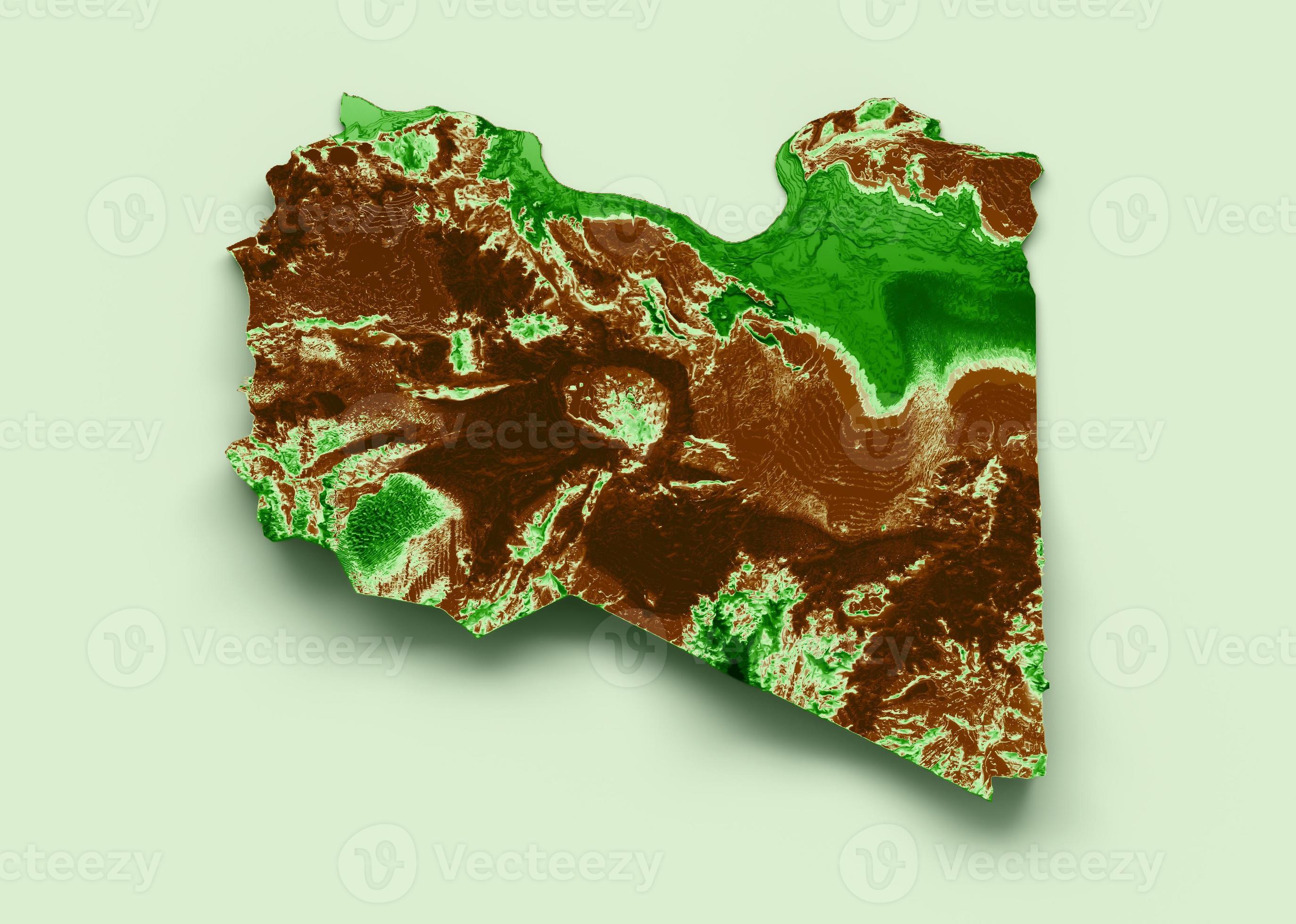 Libya Topographic Map 3d realistic map Color 3d illustration 13834413 Stock Photo at Vecteezy