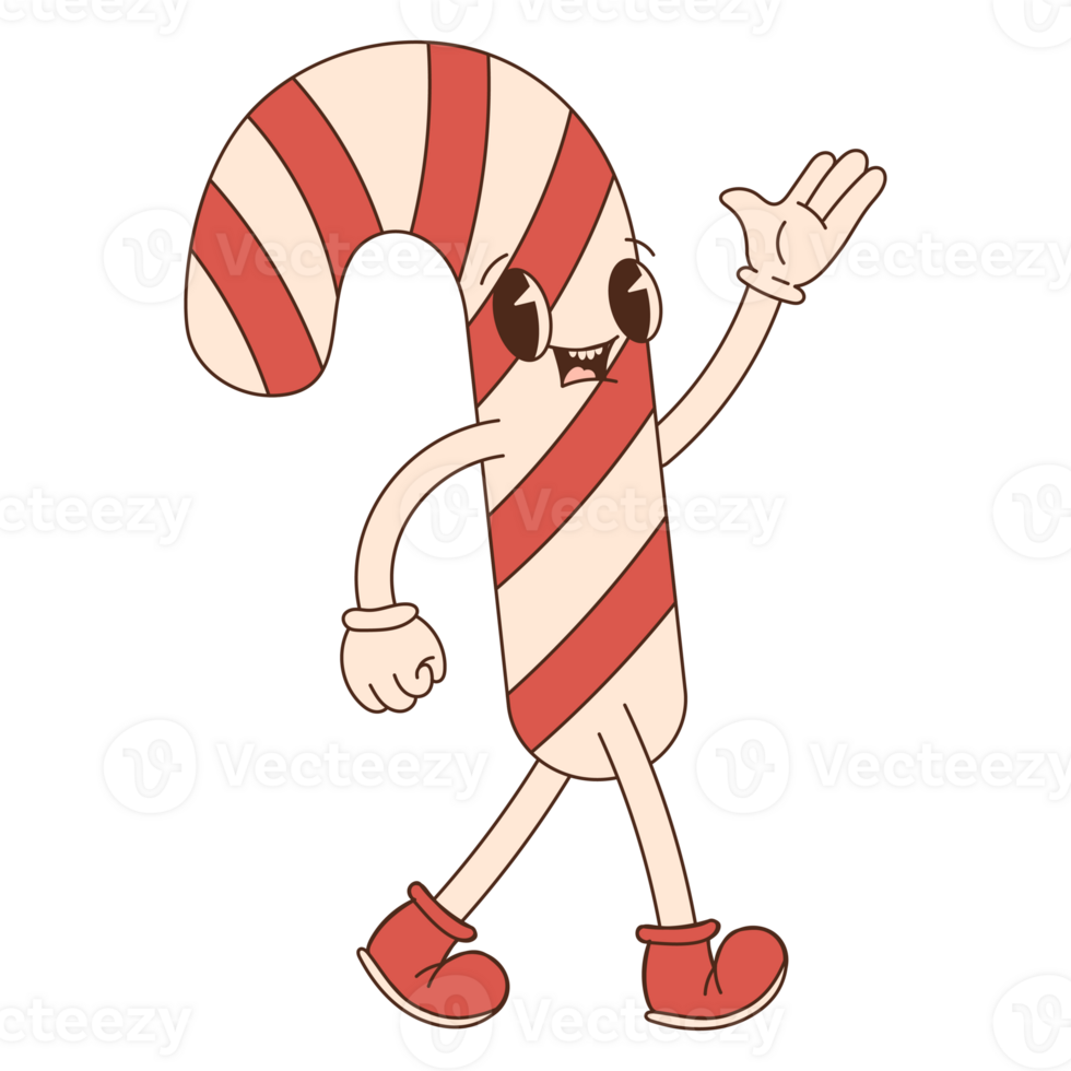 Candy Cane Christmas Candy Illustration Retro Character 13834512 Png