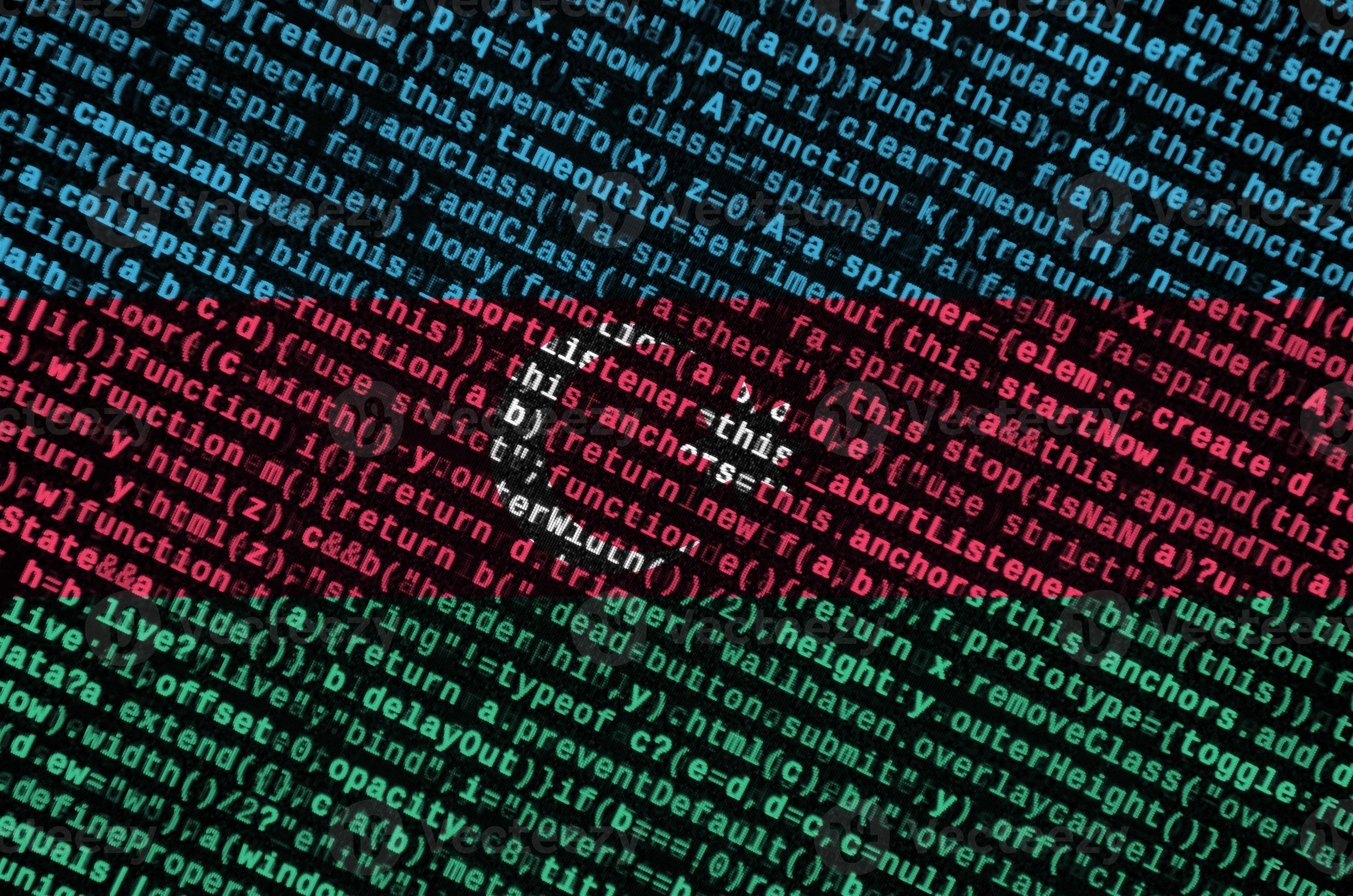 Azerbaijan flag is depicted on the screen with the program code. The concept of modern ...