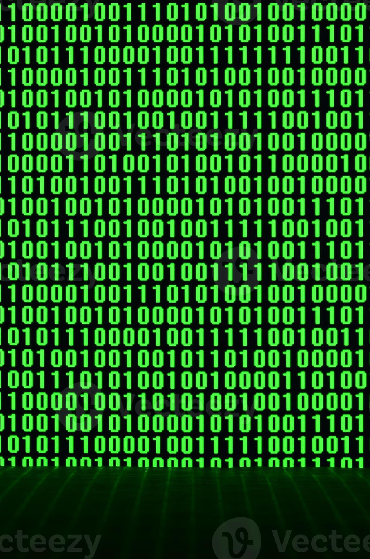 An image of a binary code made up of a set of green digits on a black background 13837692 Stock ...