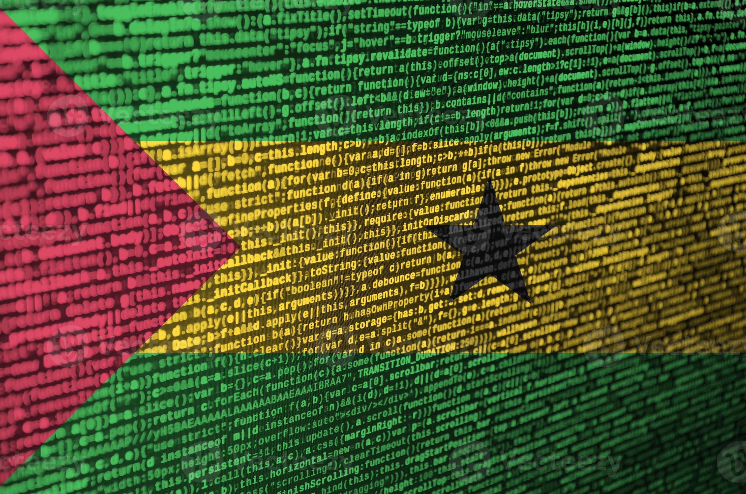 Sao Tome and Principe flag is depicted on the screen with the program code. The concept of ...