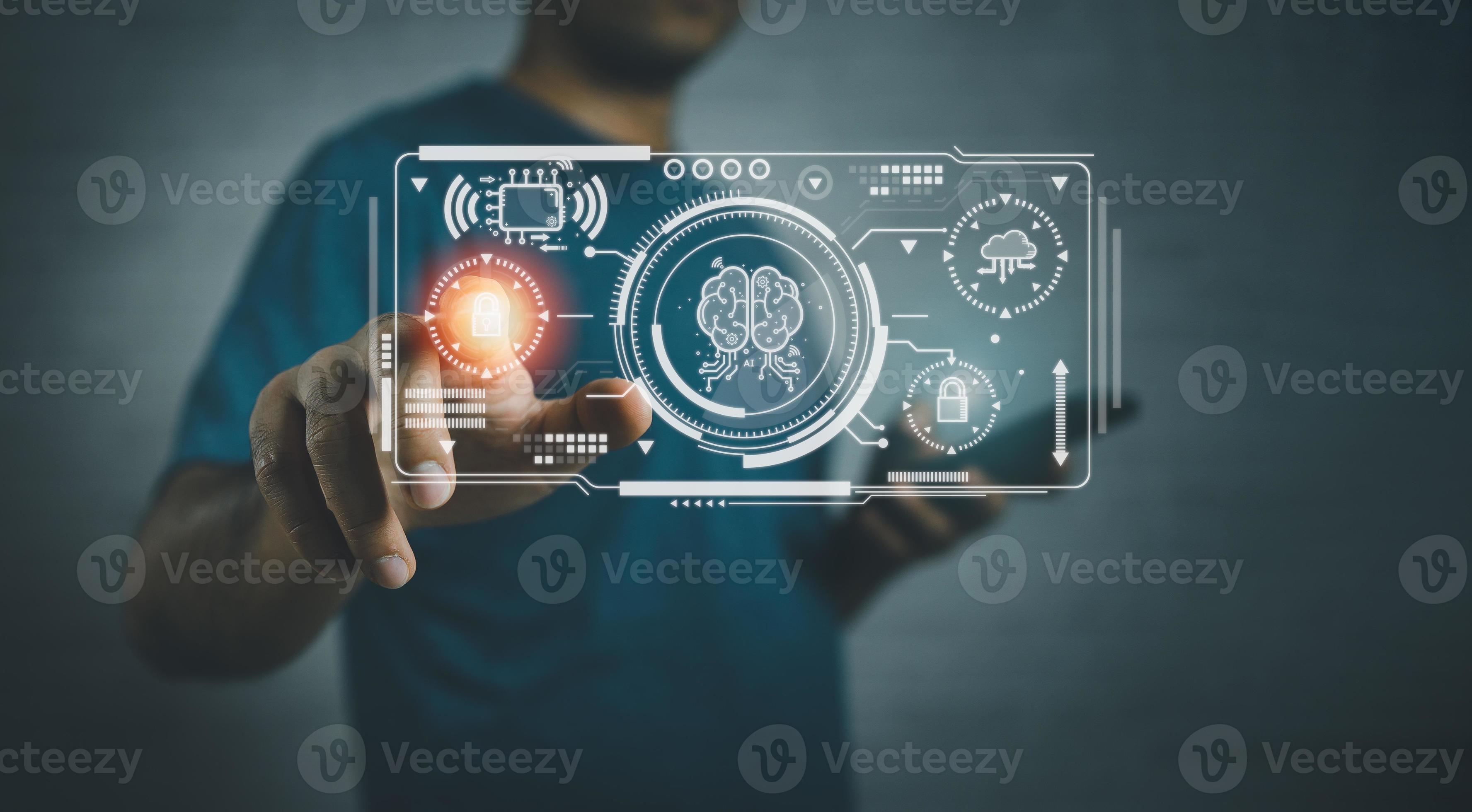 Man holding smart mobile phone use finger touch unlock on screen with ...