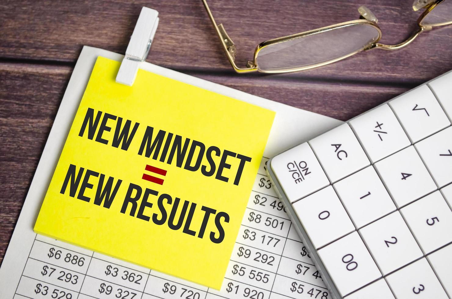 New Mindset - New Results text on yellow sticker and charts 13849129 ... New Mindset - New Results text on yellow sticker and charts 13849129 ...