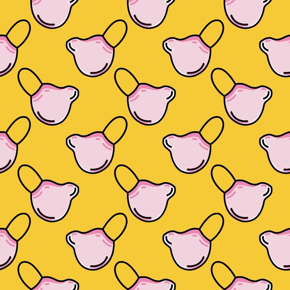Pink Mask Seamless Pattern On Yellow Background 13852783 Vector Art At Vecteezy