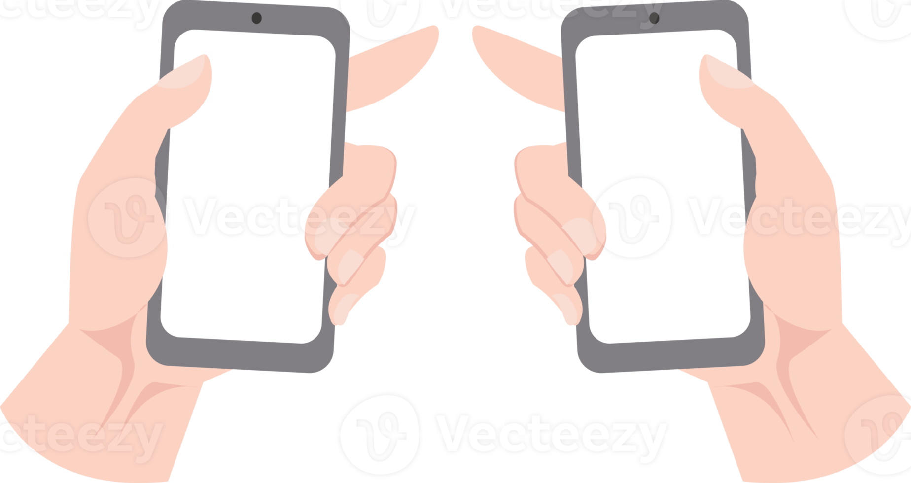 Illustration Of Hand Holding Mobile Phone With Blank Screen For