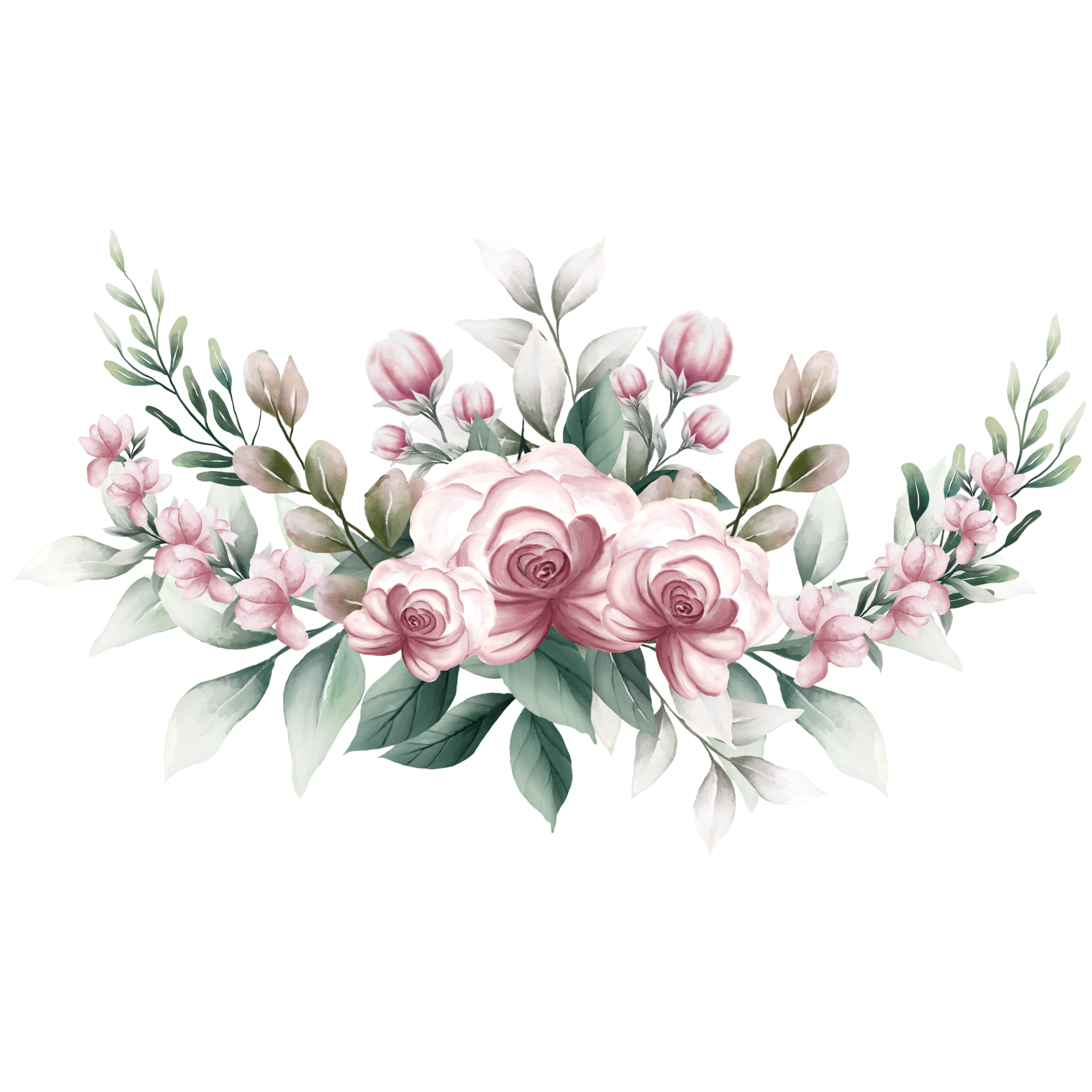 Bouquet of pink watercolor flowers 13855122 PNG Bouquet of pink watercolor flowers 13855122 PNG