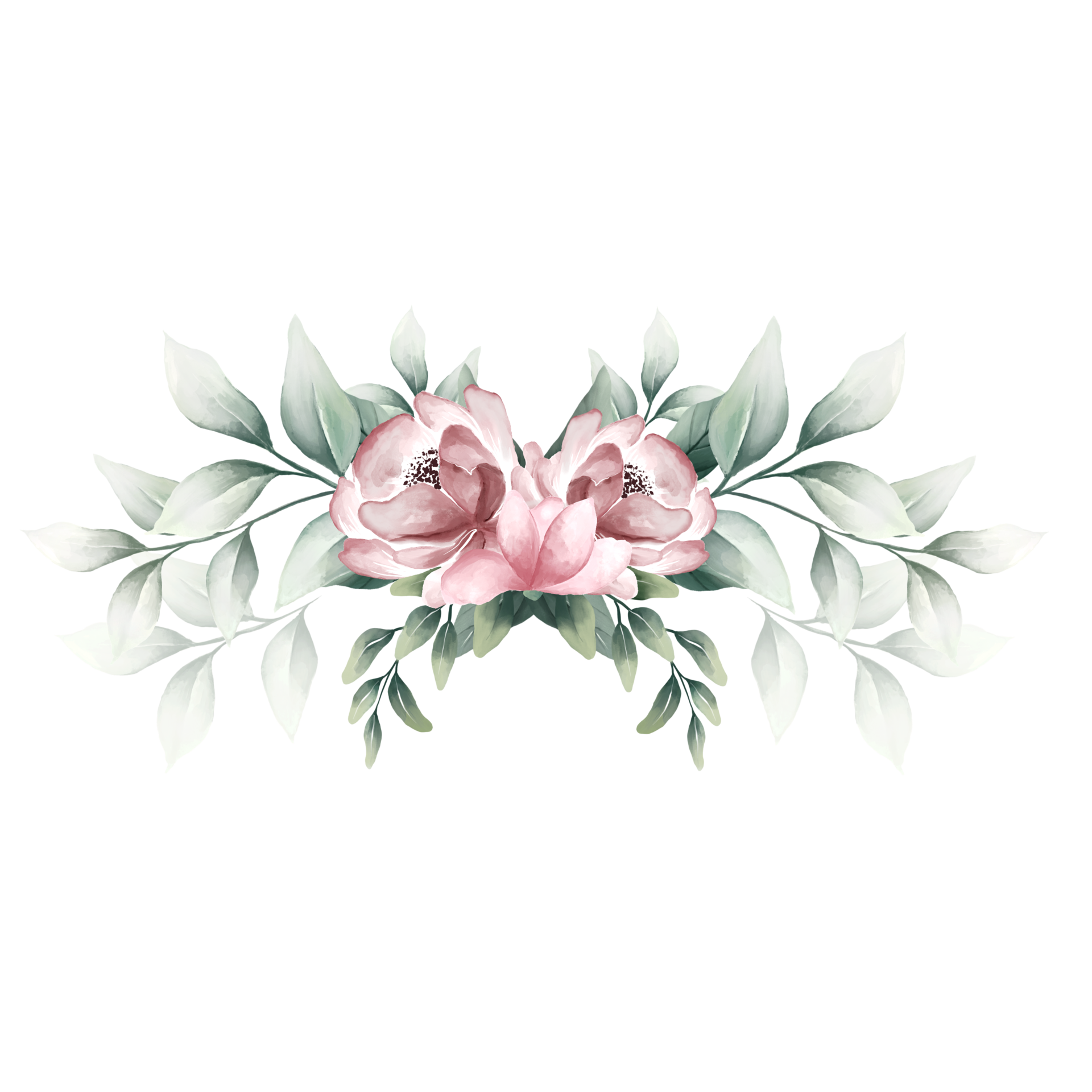 Bouquet Of Pink Watercolor Flowers 13855152 Png